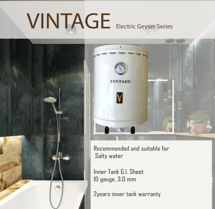 Vintage Electric Geyser 50 liter SS body — THE HOME CHOICE
